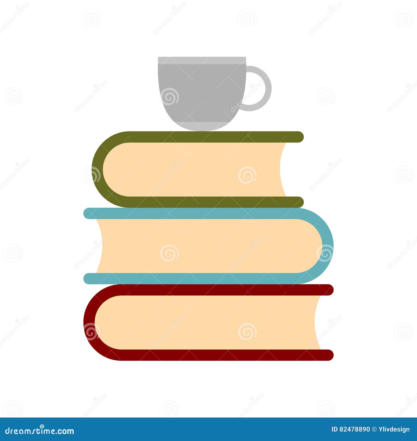 Books and Cup of Tea Icon, Flat Style Stock Vector - Illustration of ...