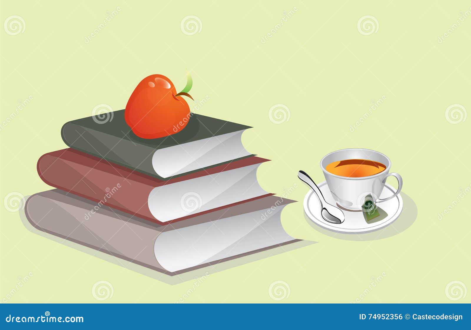 Books and Cup of Tea Illustration Stock Vector - Illustration of read ...