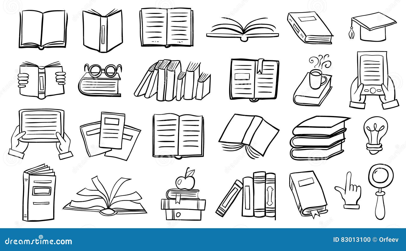 Books doodles stock vector. Illustration of doodle, ebook - 83013100