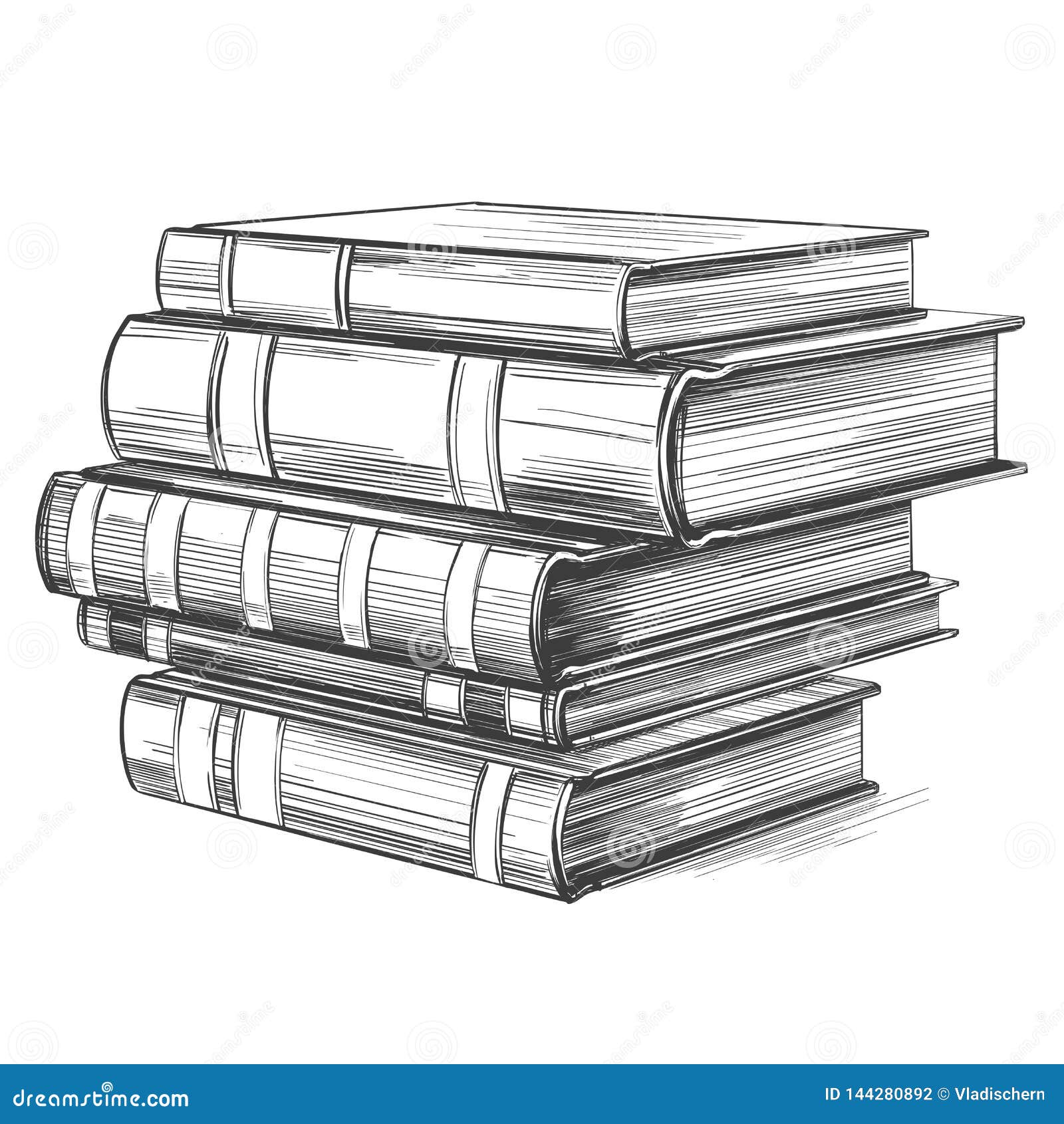 Books, Education Vintage Set Hand Drawn Vector Illustration Stock ...