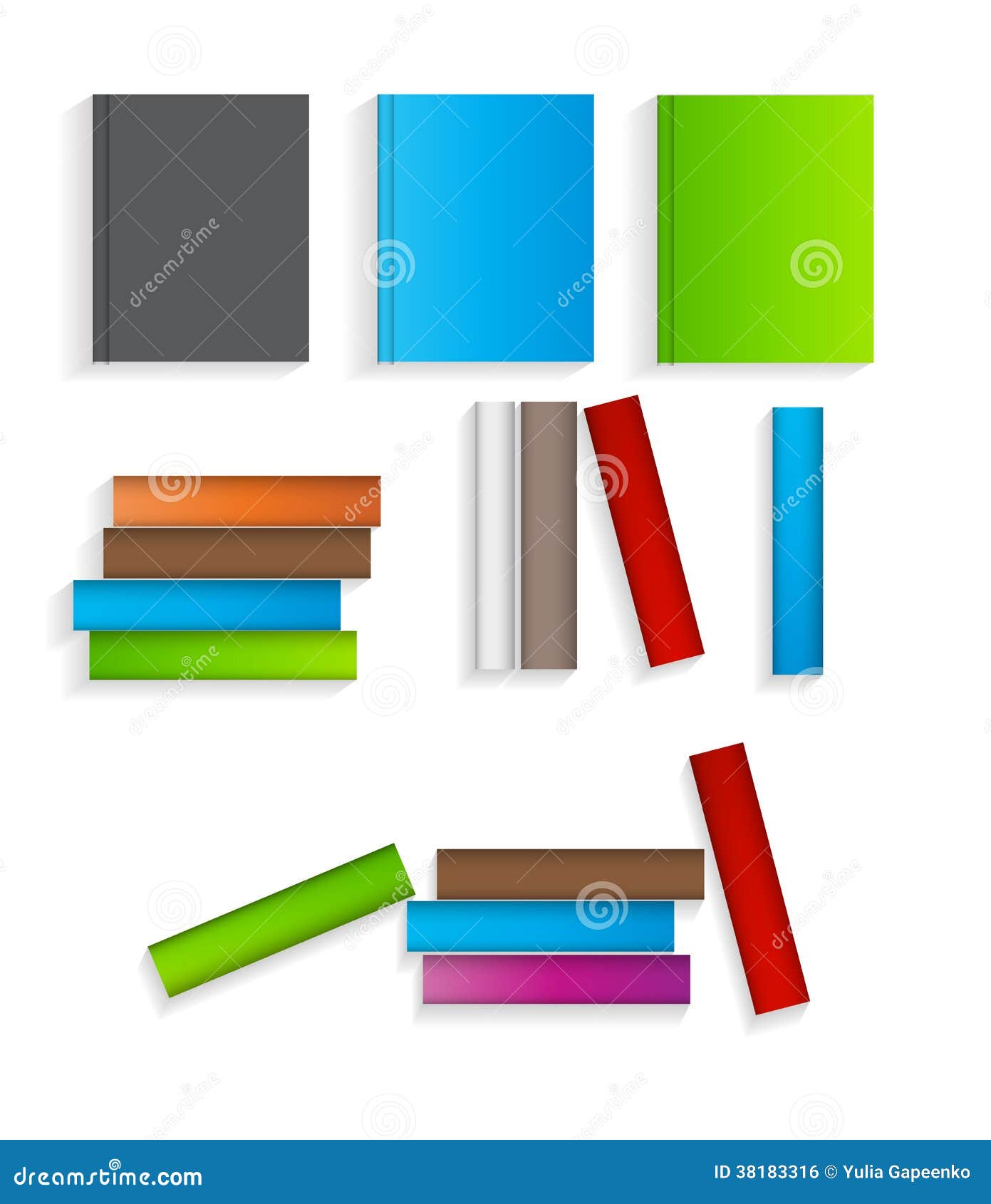 Books Flat Icons Set Vector Illustration Stock Vector - Illustration of ...