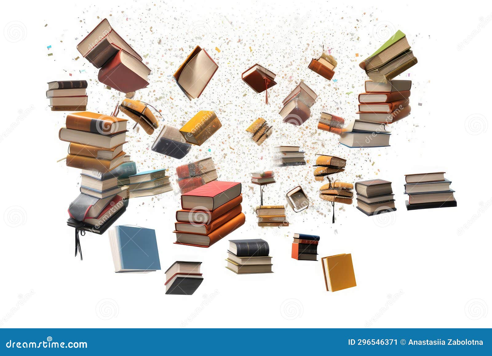 Books Floating in the Air Against White Background. Generative AI Stock ...