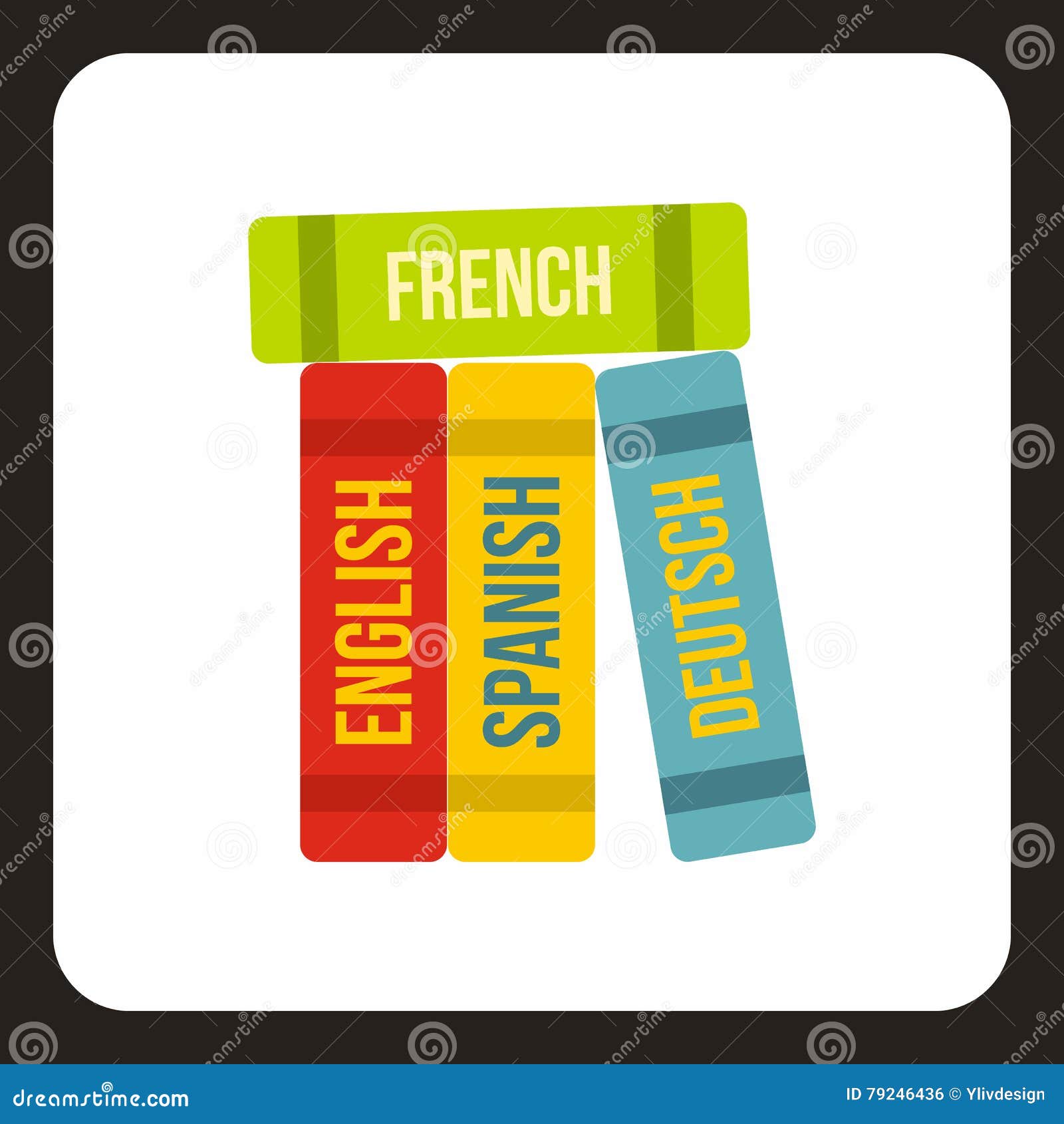 Books of Foreign Languages Icon, Flat Style Stock Vector - Illustration ...