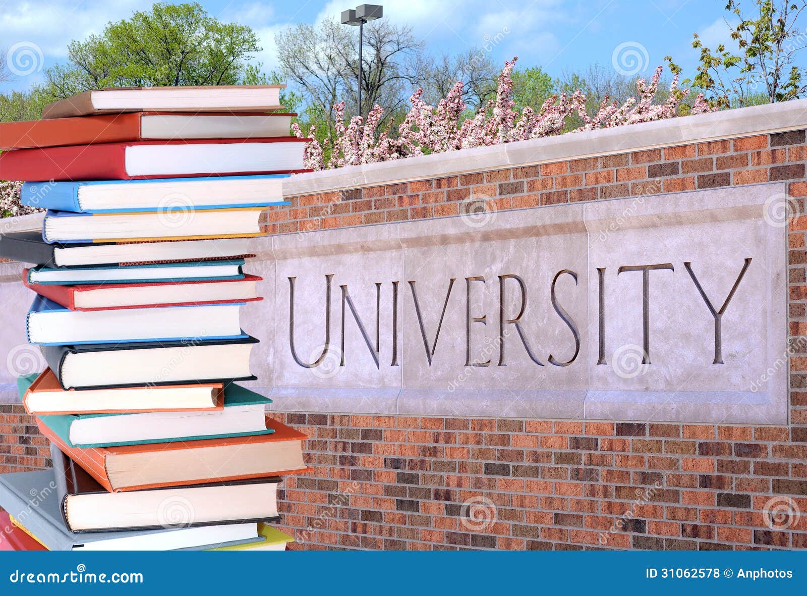 Books in Front of University Stock Photo - Image of campus, education ...