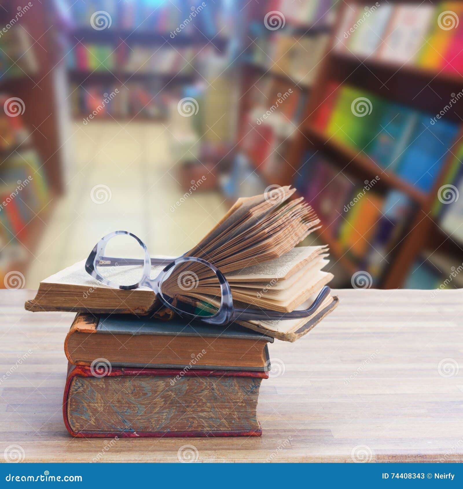 Books and glasses stock image. Image of bookshelf, collection - 74408343