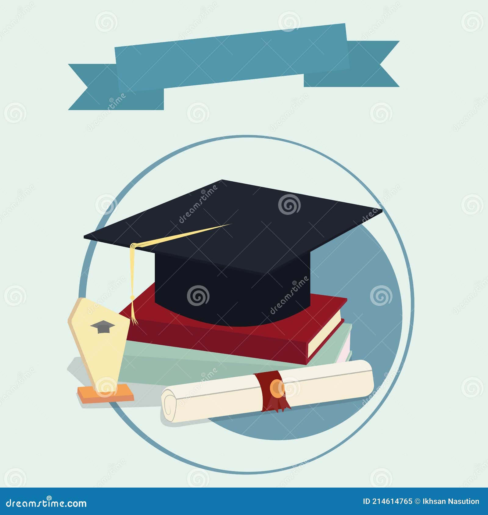 Graduation Elements with Soft Blue Circle Background Stock Vector ...