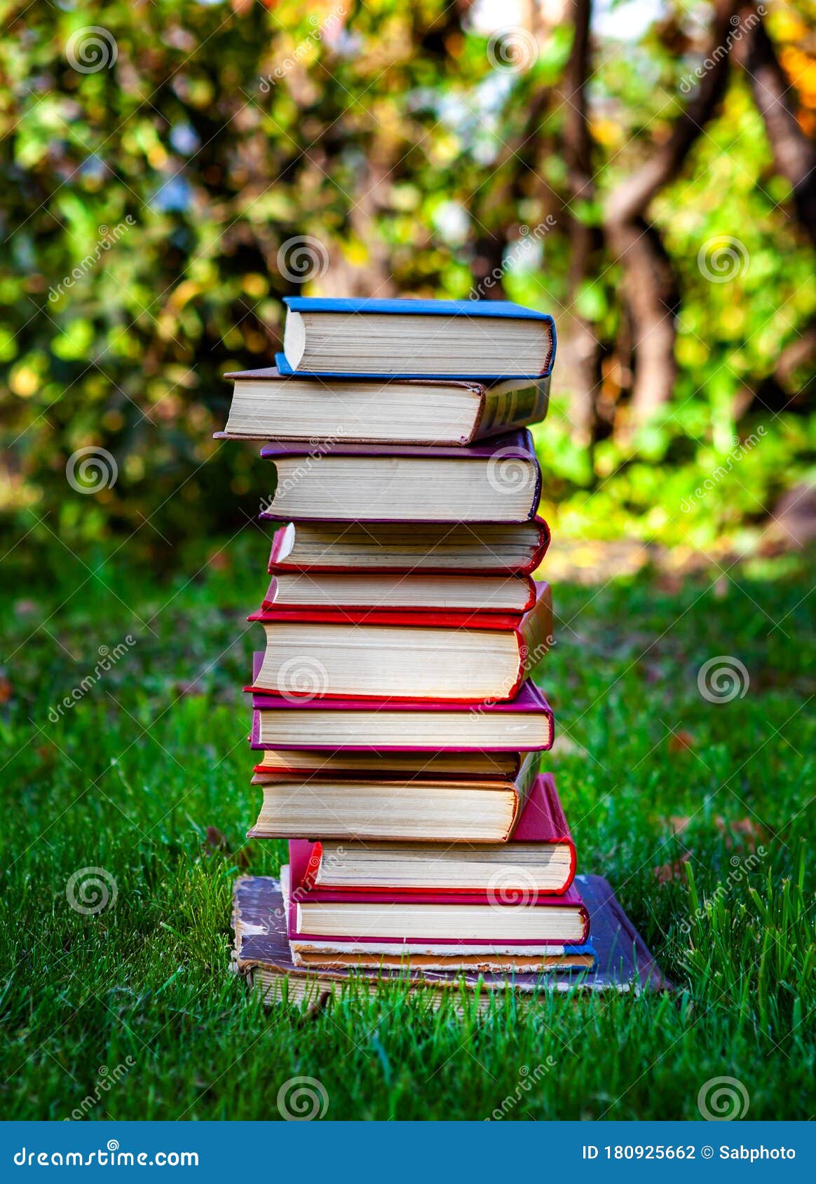 Books on the Grass stock photo. Image of lawn, green - 180925662