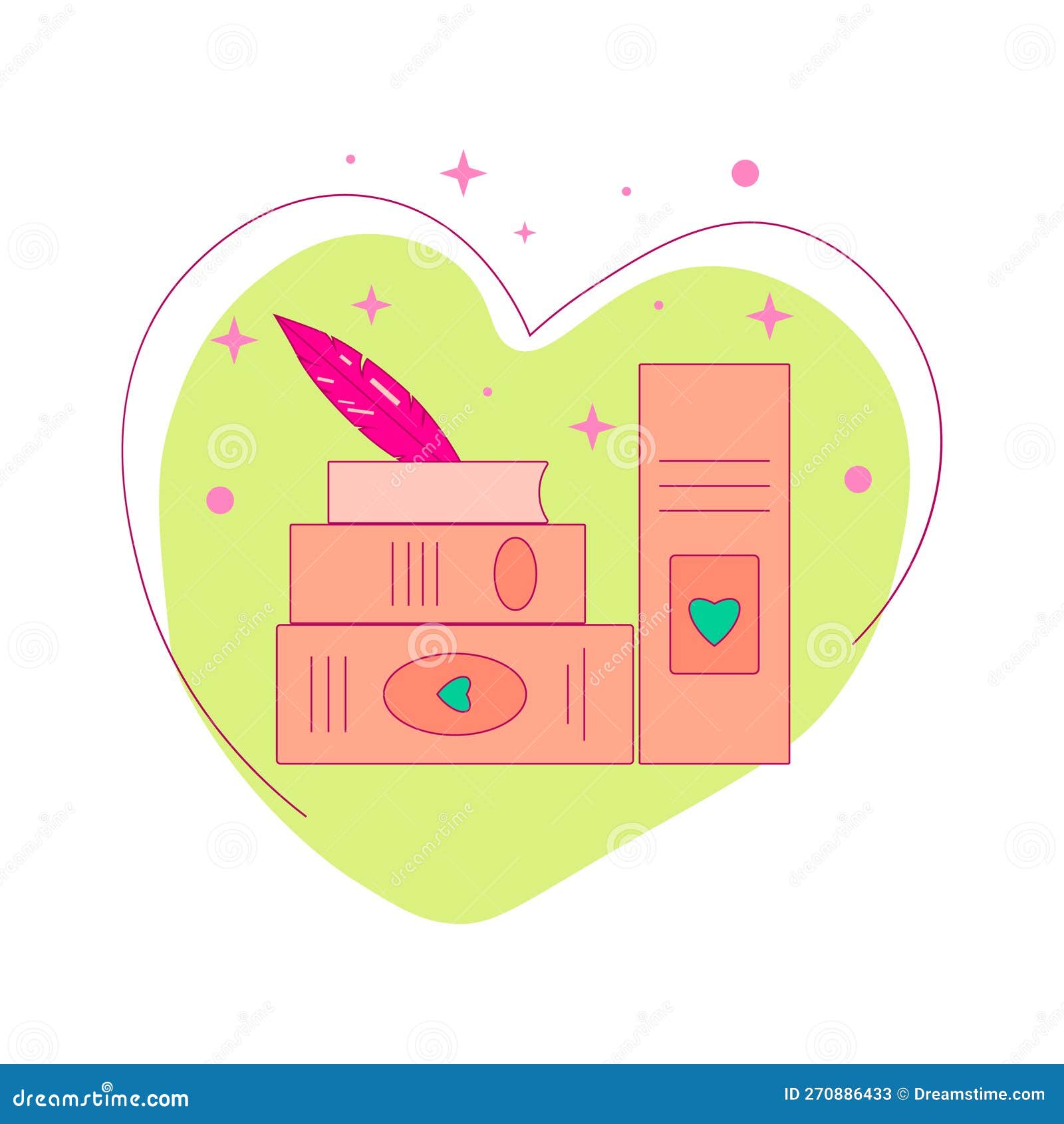 Books with Heart and Feather. Creative Book Concept Logo Design Stock ...