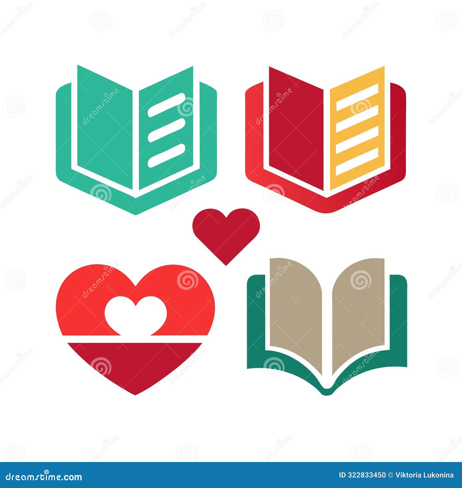 Books with Heart Symbols, Centered Heart Illustration Stock Vector ...
