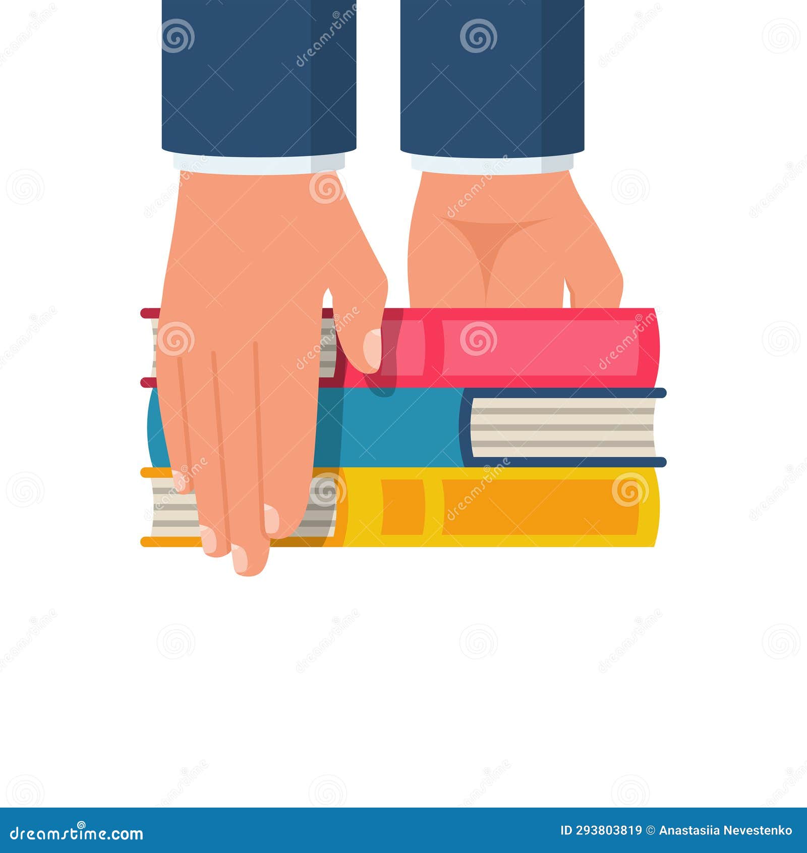 Books Holding in Hand. a Stack of Books in the Hands of a Man Stock ...