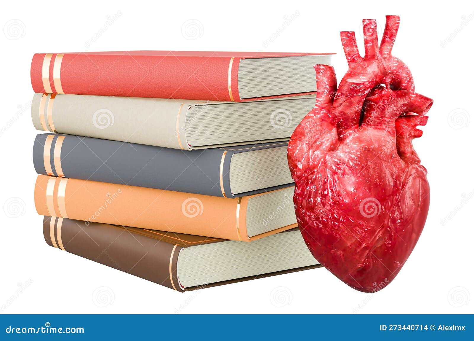 Books with Human Heart, 3D Rendering Stock Illustration - Illustration ...
