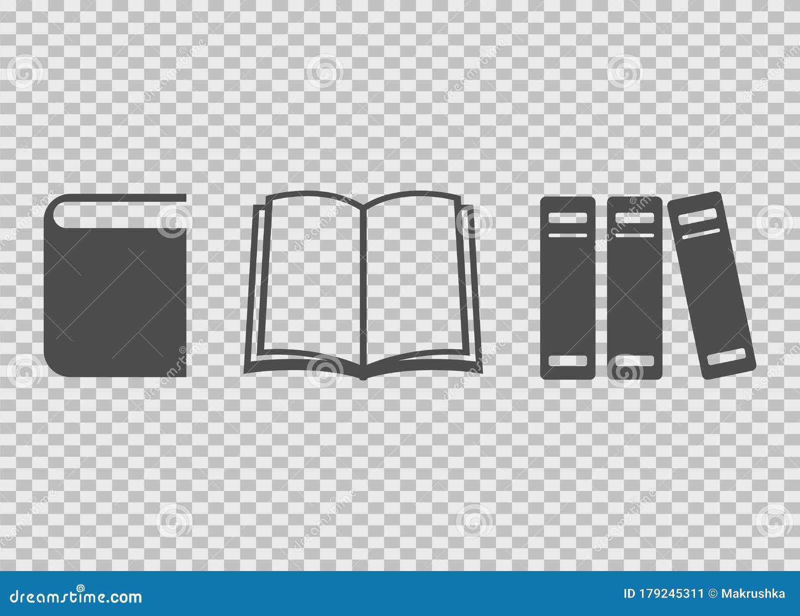 Books Icon Set with Transparent Background. Opened Book. Side View or ...