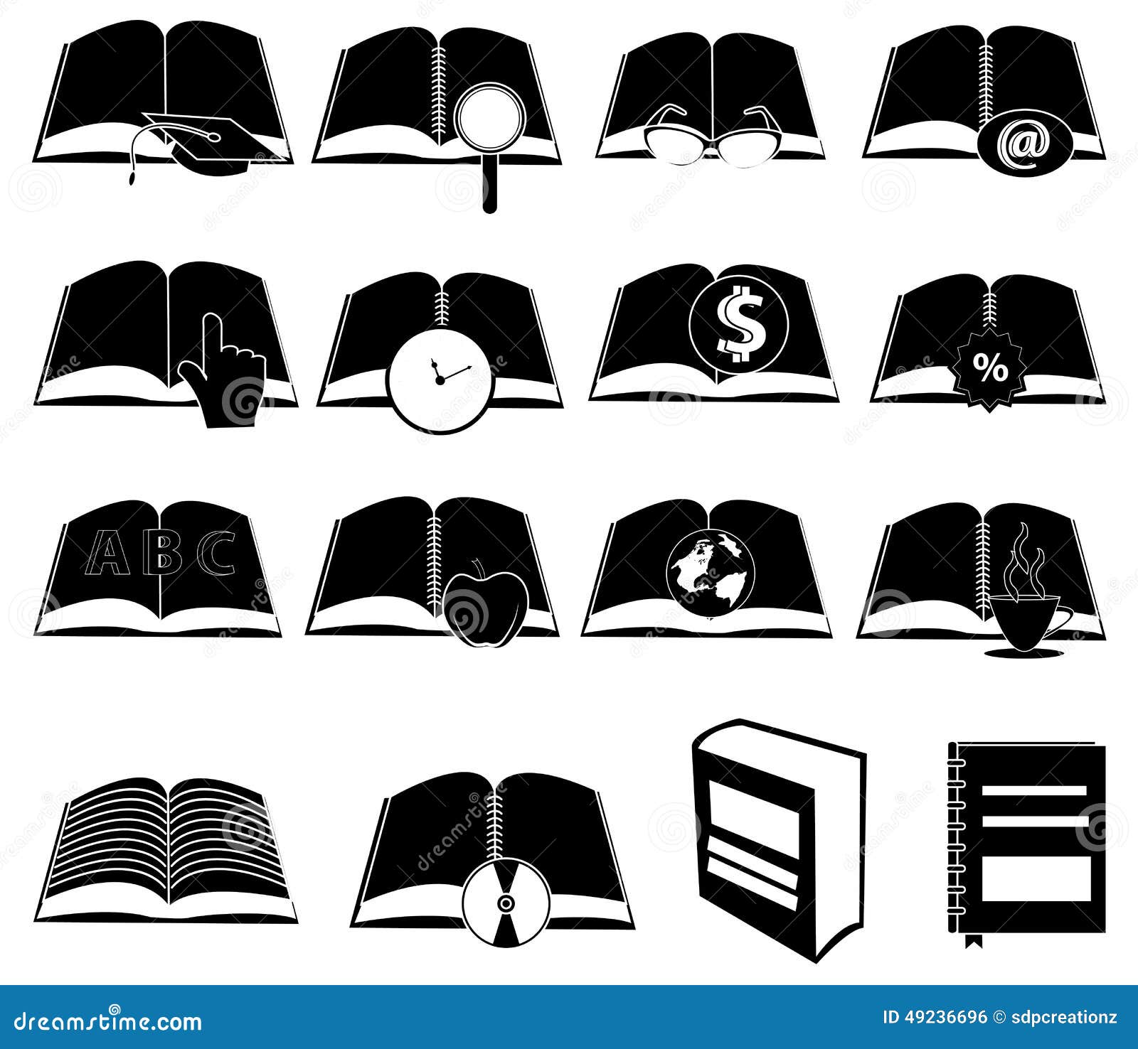 Books icons set stock vector. Illustration of education - 49236696