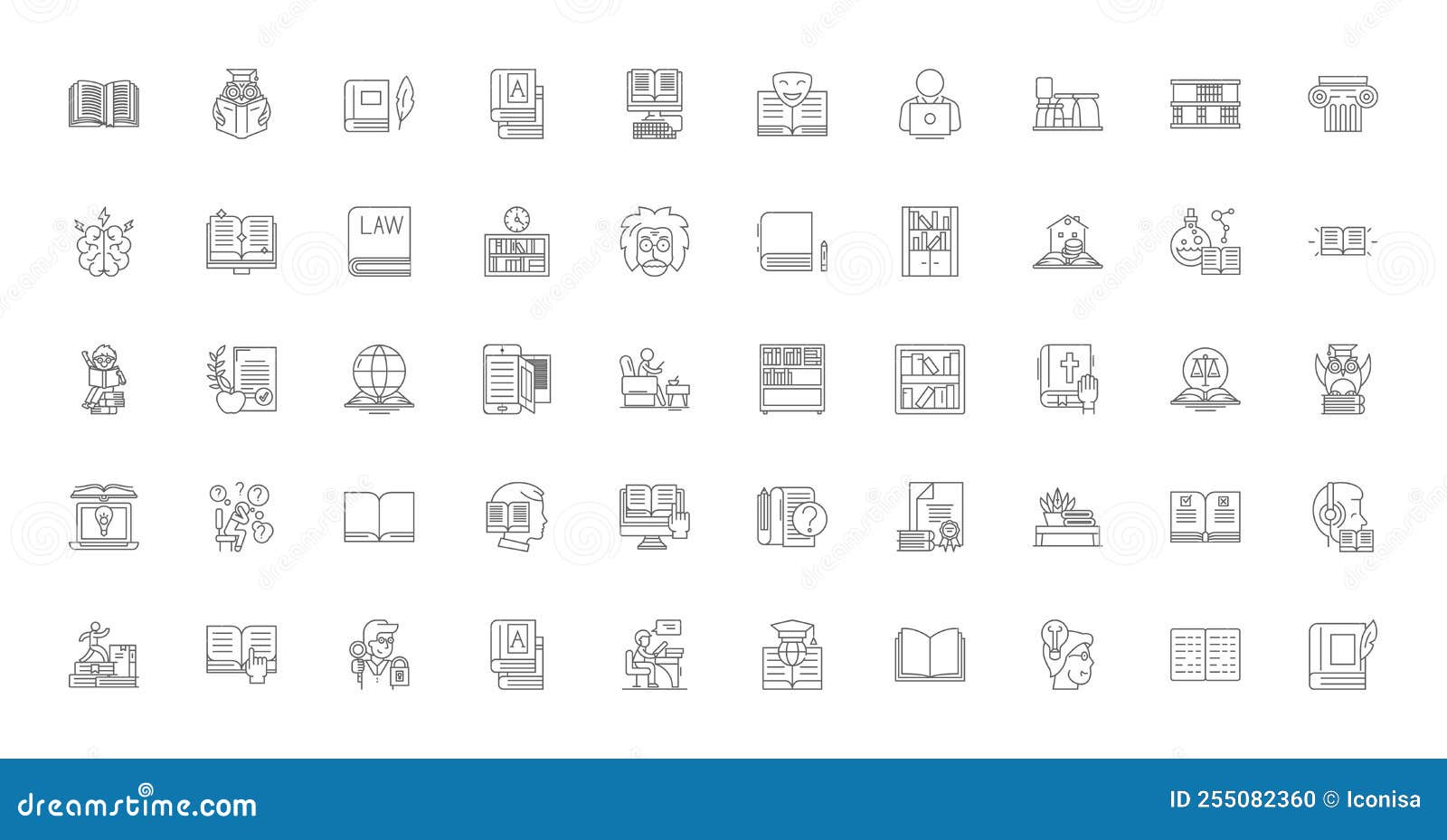 Books Ideas, Linear Icons, Line Signs Set, Vector Collection Stock ...