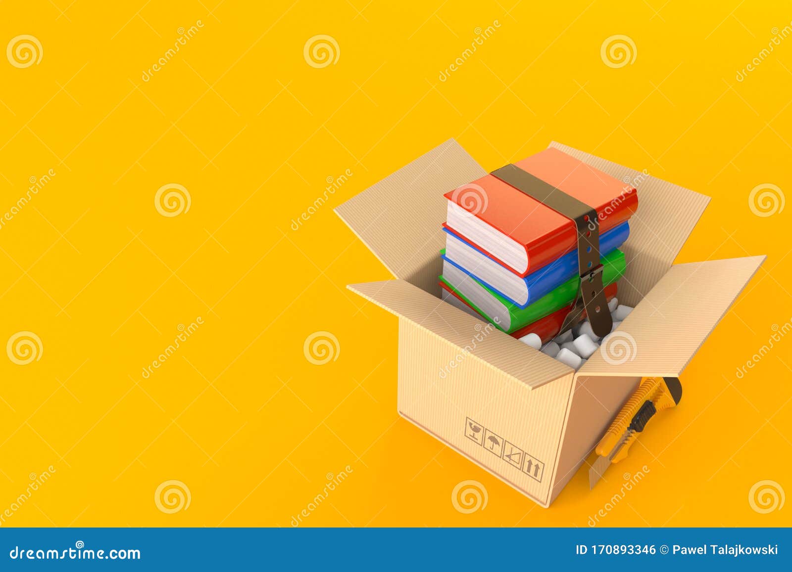 Books inside cardboard box stock illustration. Illustration of group ...