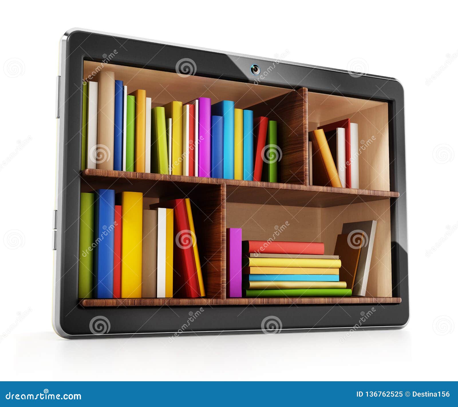 Books Inside Generic Tablet PC. 3D Illustration Stock Illustration ...