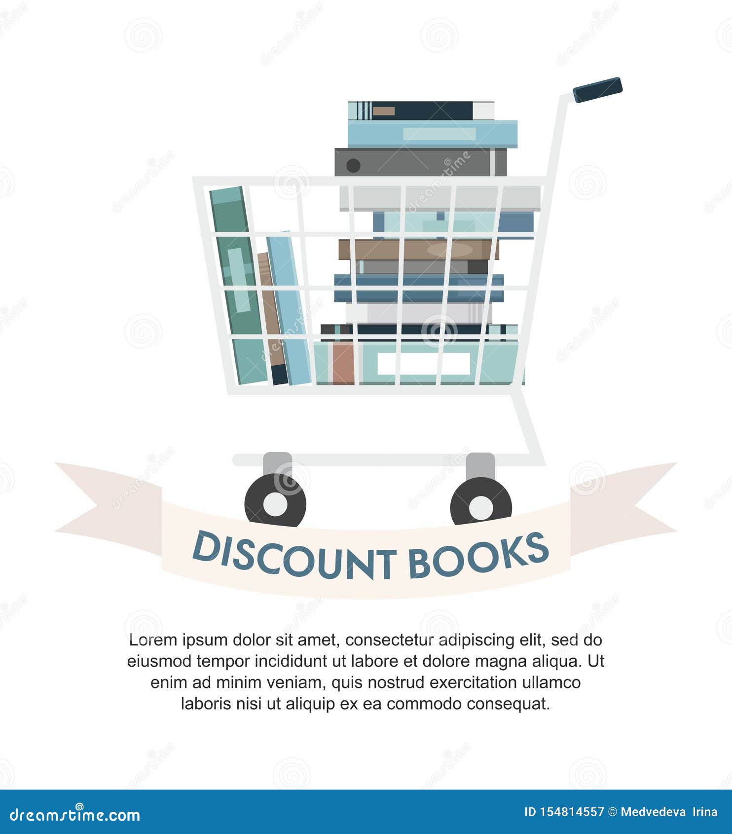 Books Inside Shopping Cart on White. Discount Books Stock Vector ...