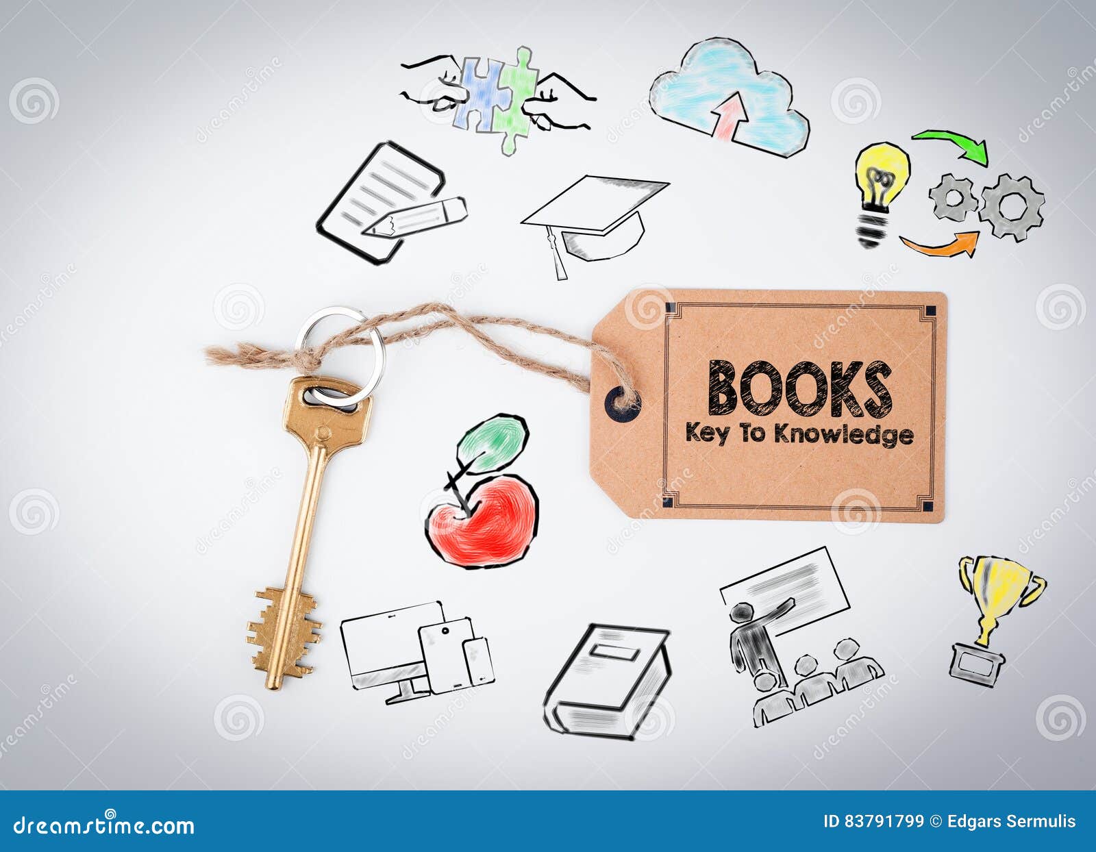 Books, Key To Knowledge. Key on a White Background Stock Image - Image ...