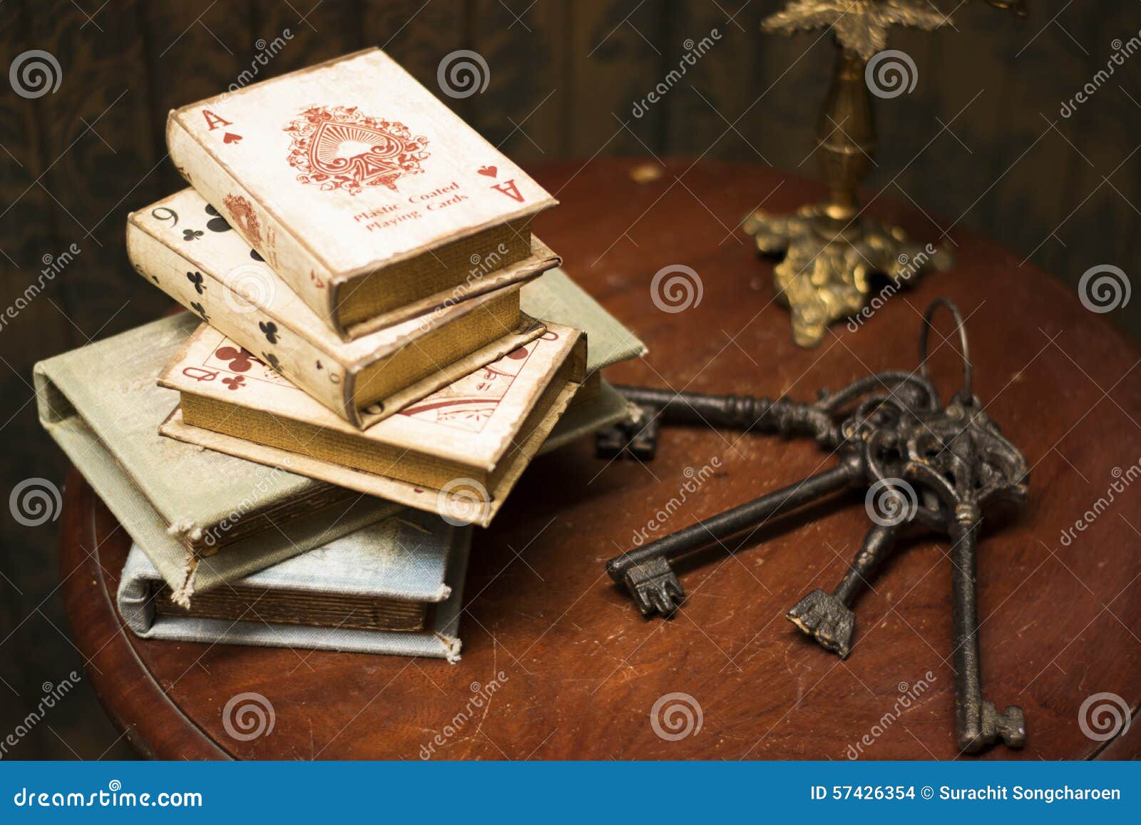 Books and Keys on Wooden Table Stock Photo - Image of objects, brown ...