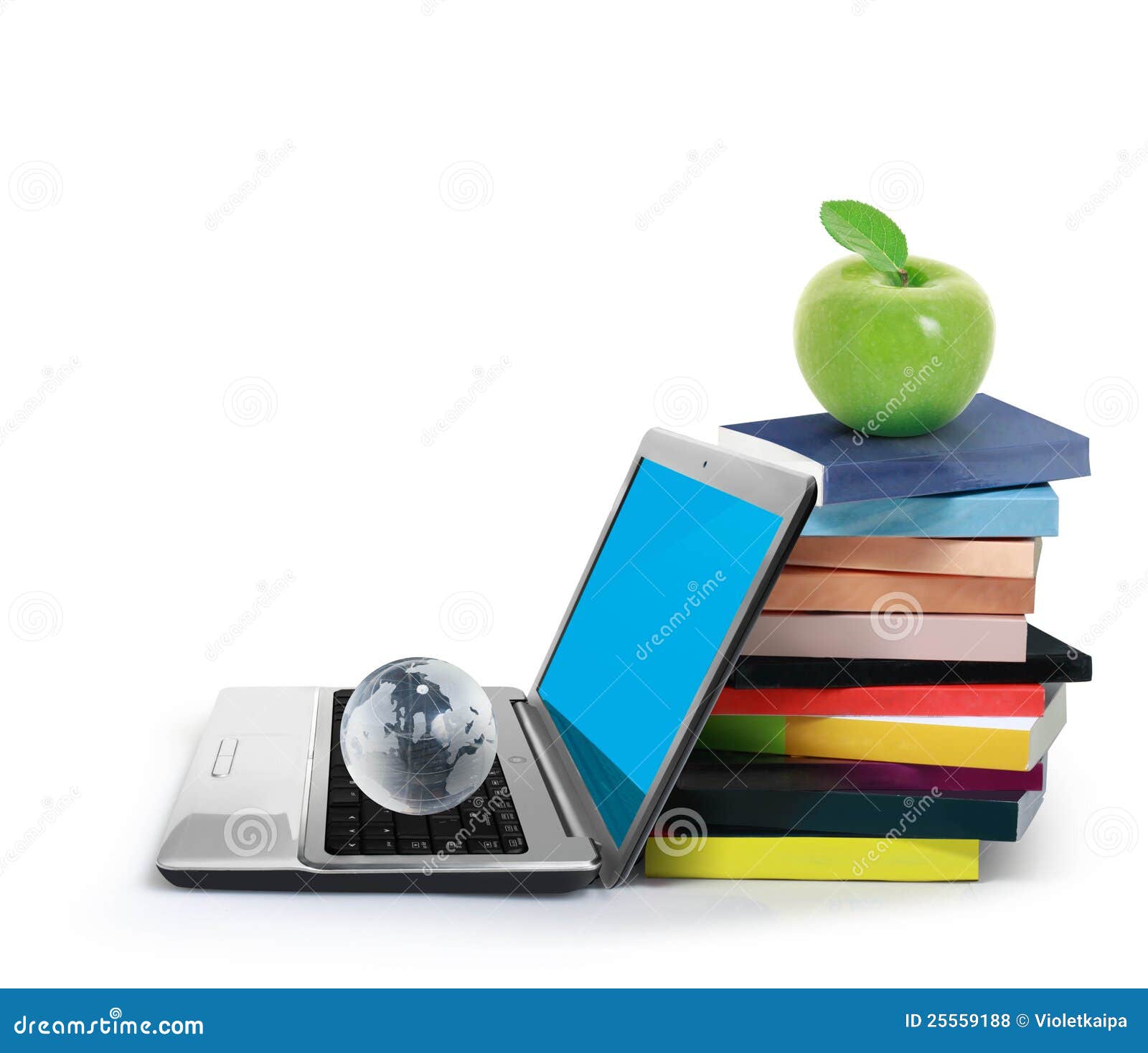 Books and laptop isolated stock photo. Image of modern - 25559188