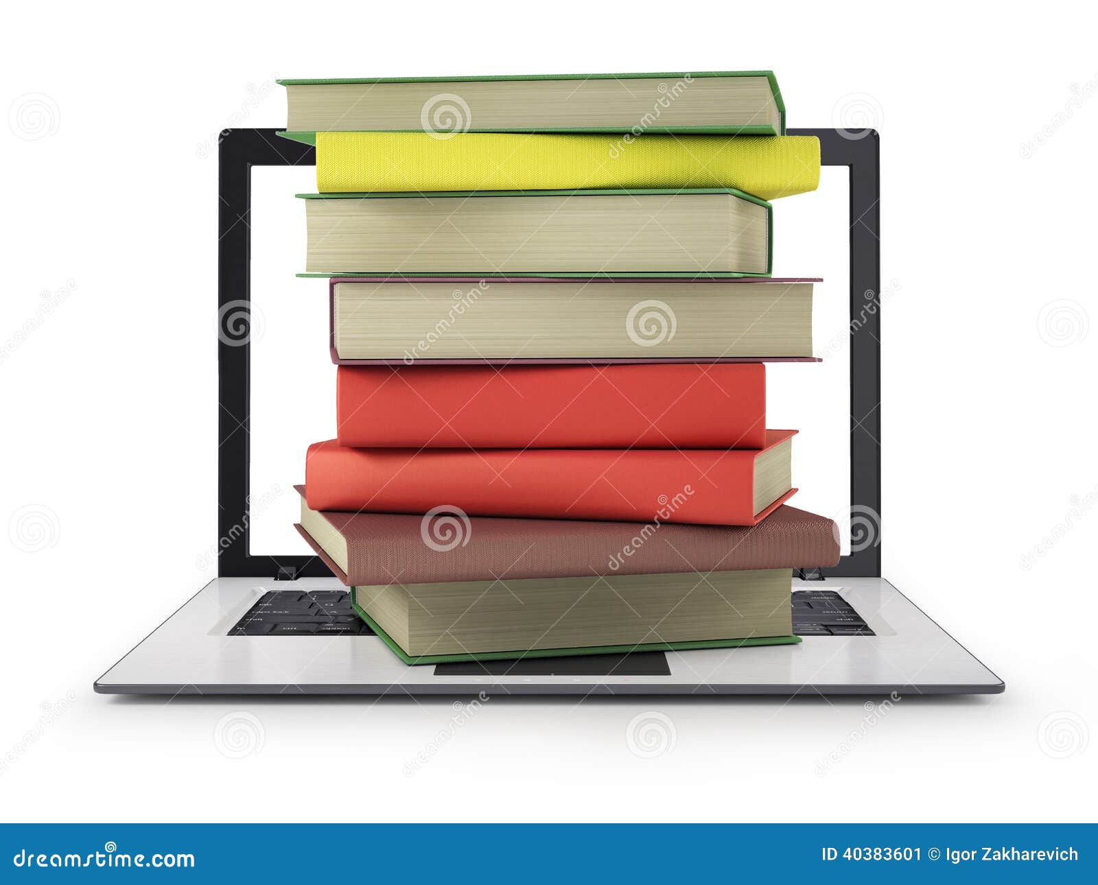 Books and laptop stock illustration. Illustration of encyclopedia ...