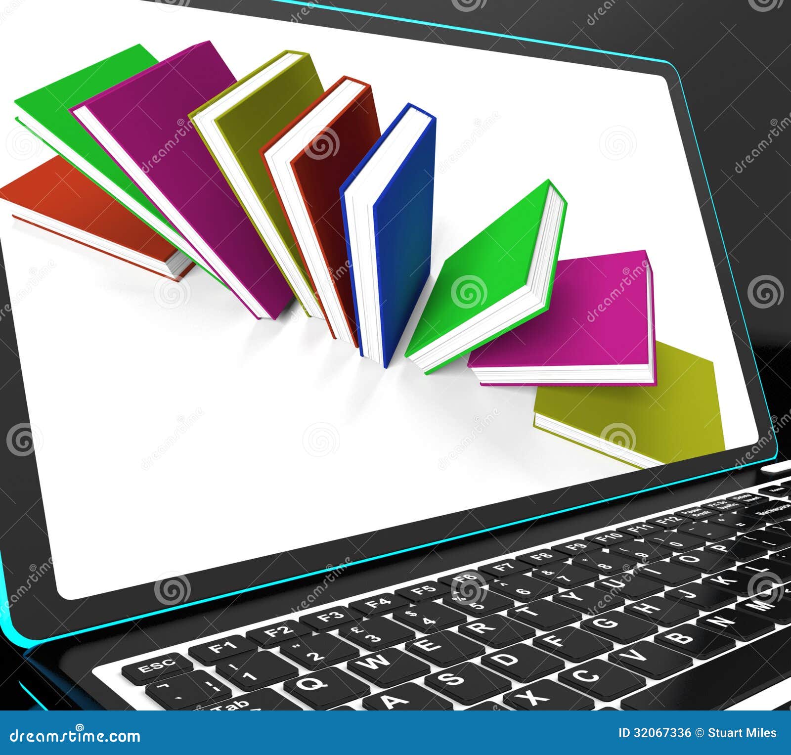Books on Laptop Shows Research Stock Illustration - Illustration of ...