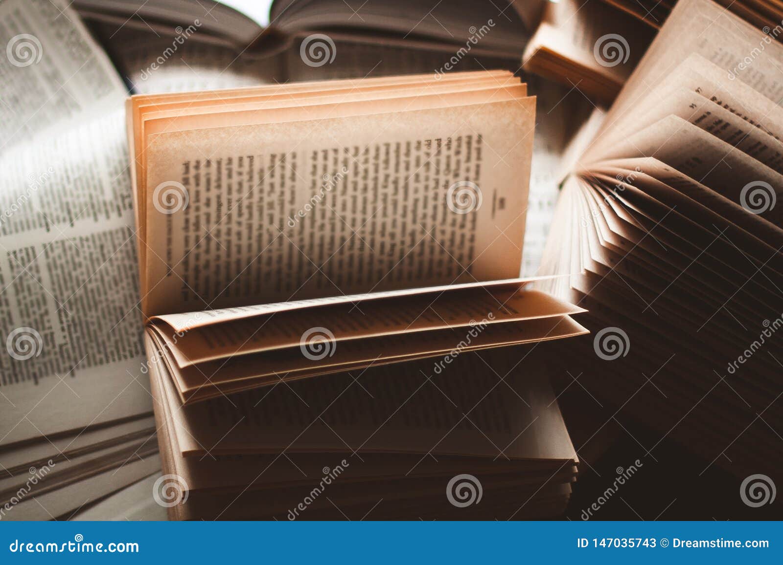 Books Laying Open on a Pile of Books Stock Image - Image of read ...