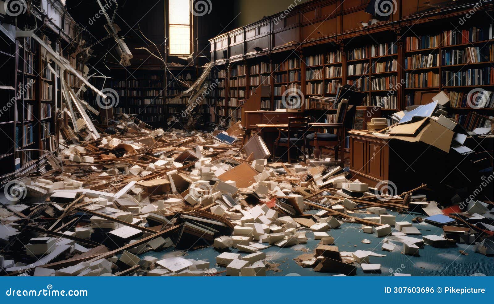 Books library earthquake stock illustration. Illustration of reading ...