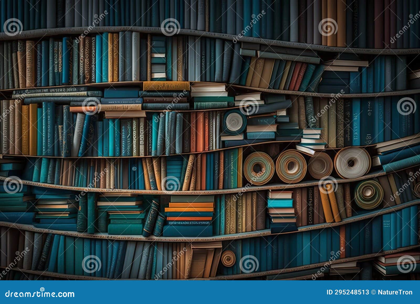 Books in Library Library Shelves with Books Stock Illustration ...