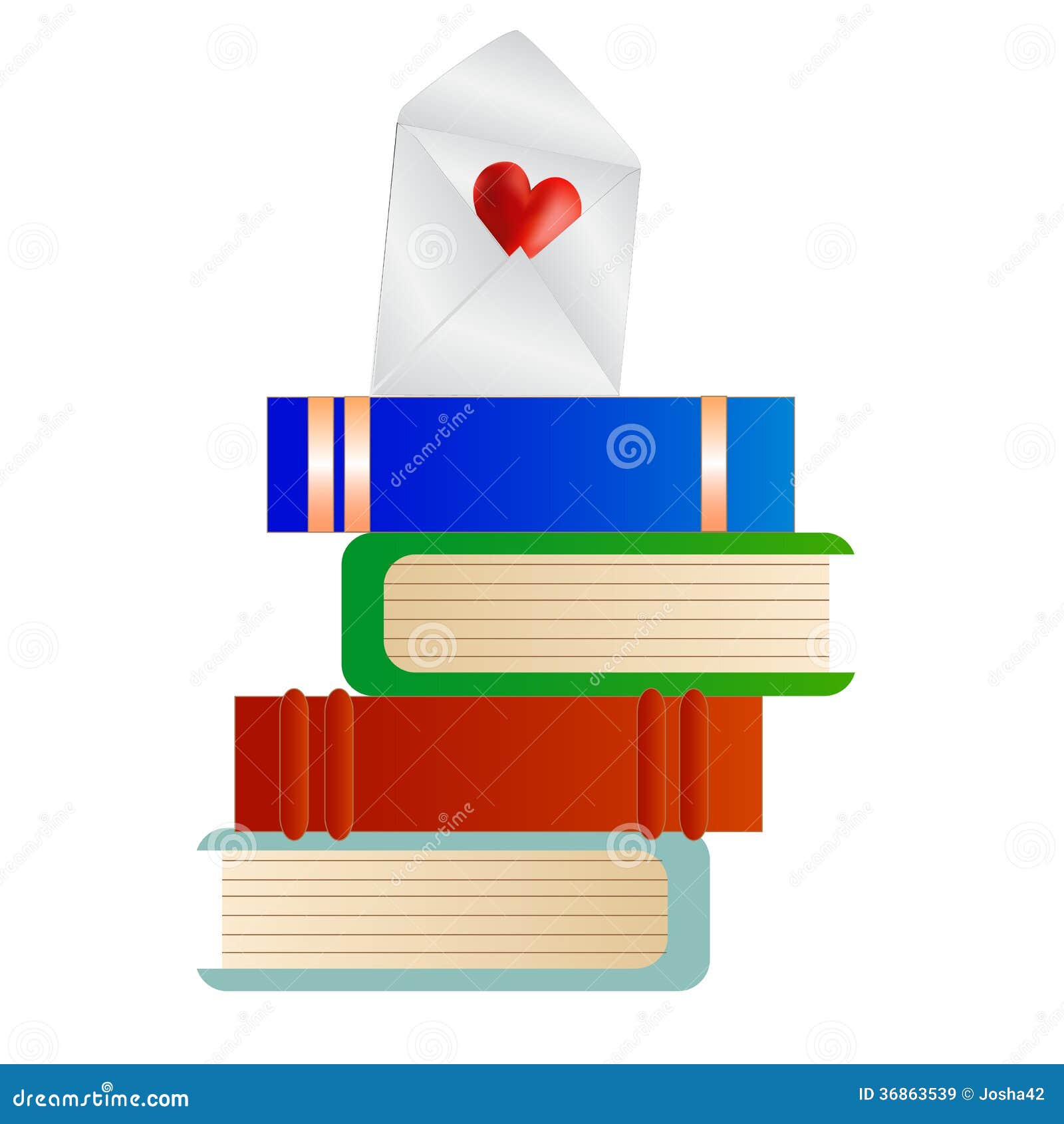 Books with a Love Note stock illustration. Illustration of university ...