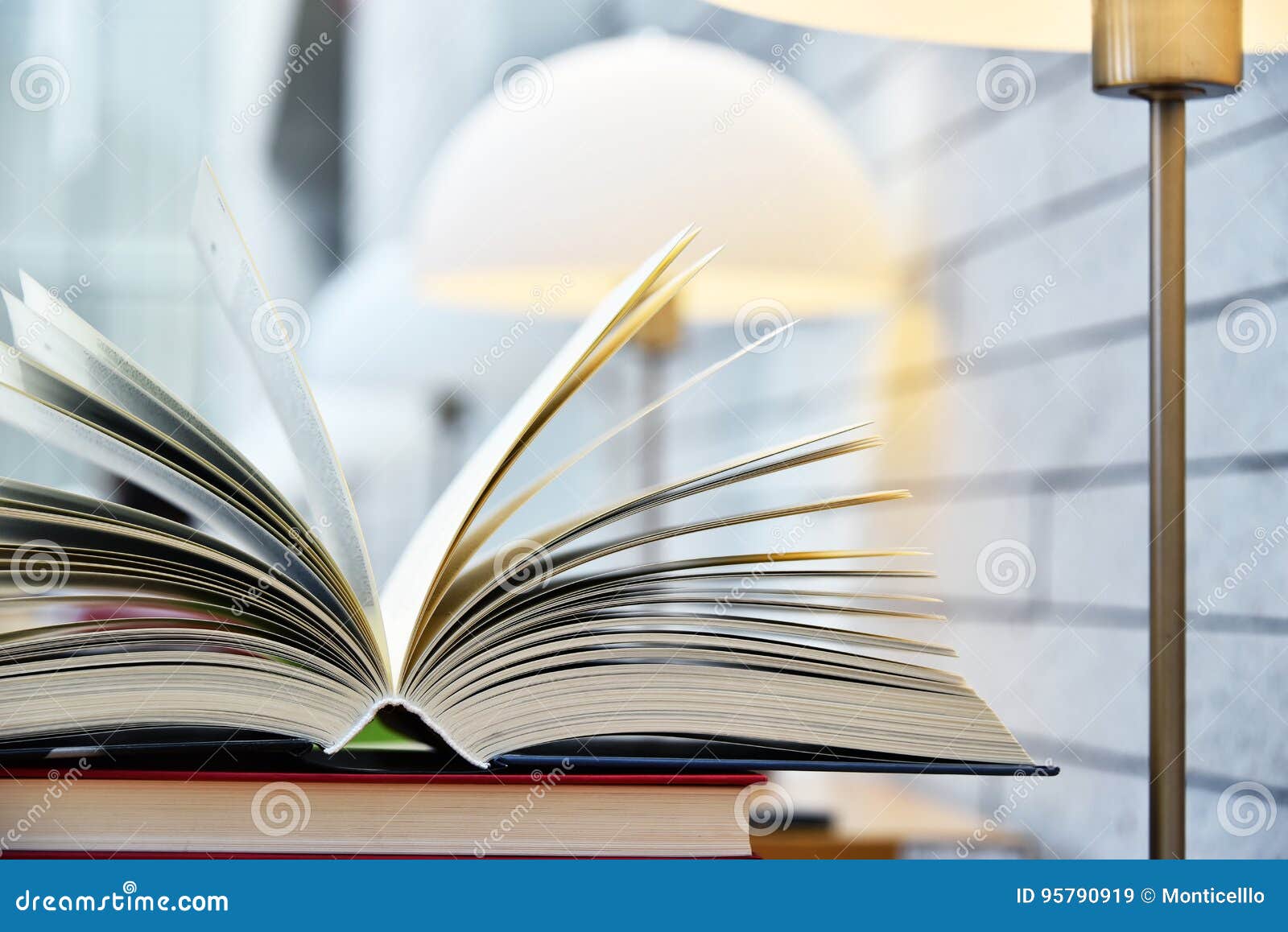 Books Lying on the Table in the Public Library Stock Image - Image of ...