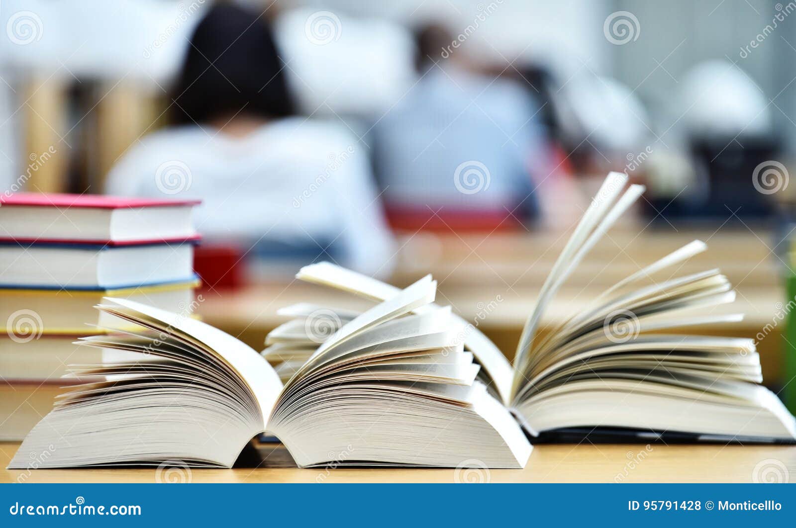 Books Lying on the Table in the Public Library Stock Photo - Image of ...