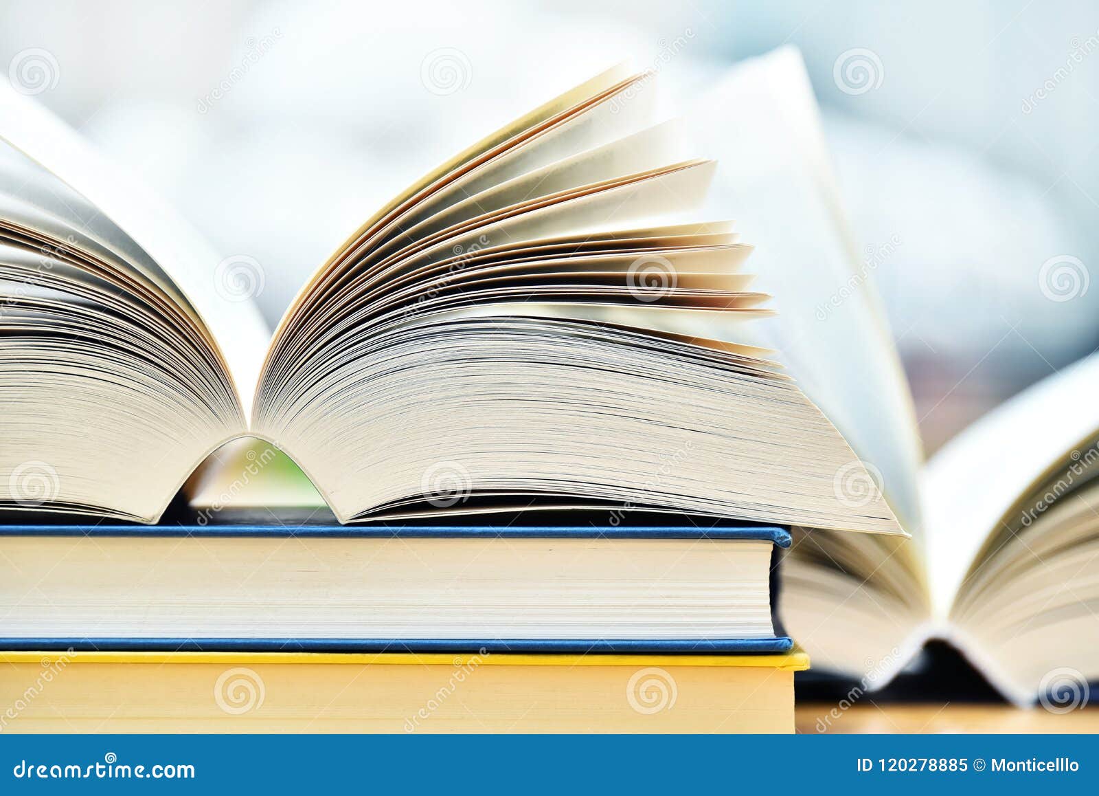 Books Lying on the Table in the Public Library Stock Image - Image of ...