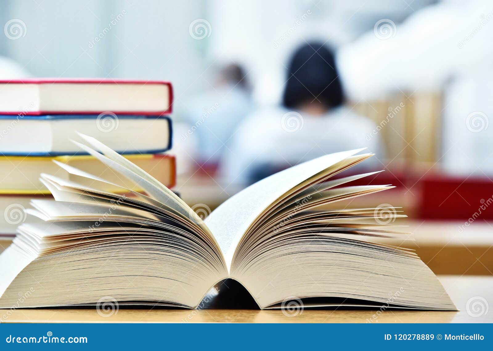 Books Lying on the Table in the Public Library Stock Image - Image of ...
