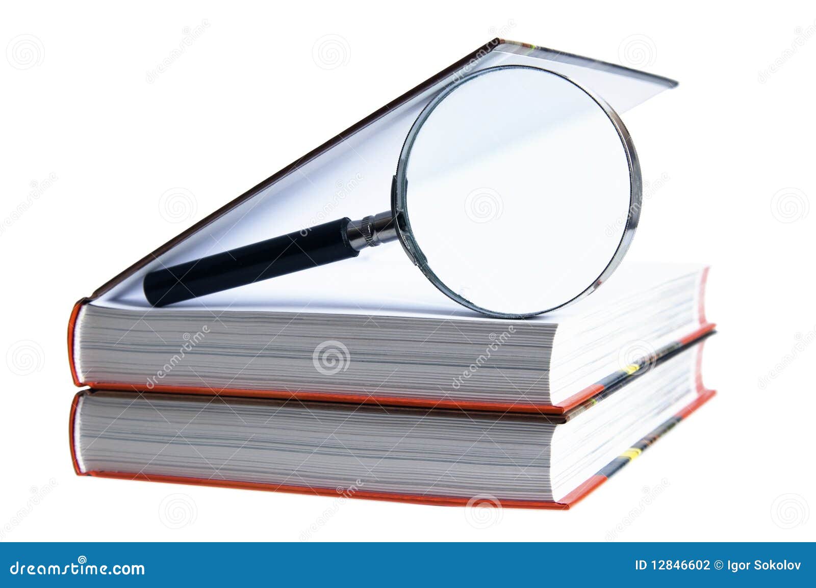 Books with Magnifying Glass Stock Photo - Image of analyzing, read ...