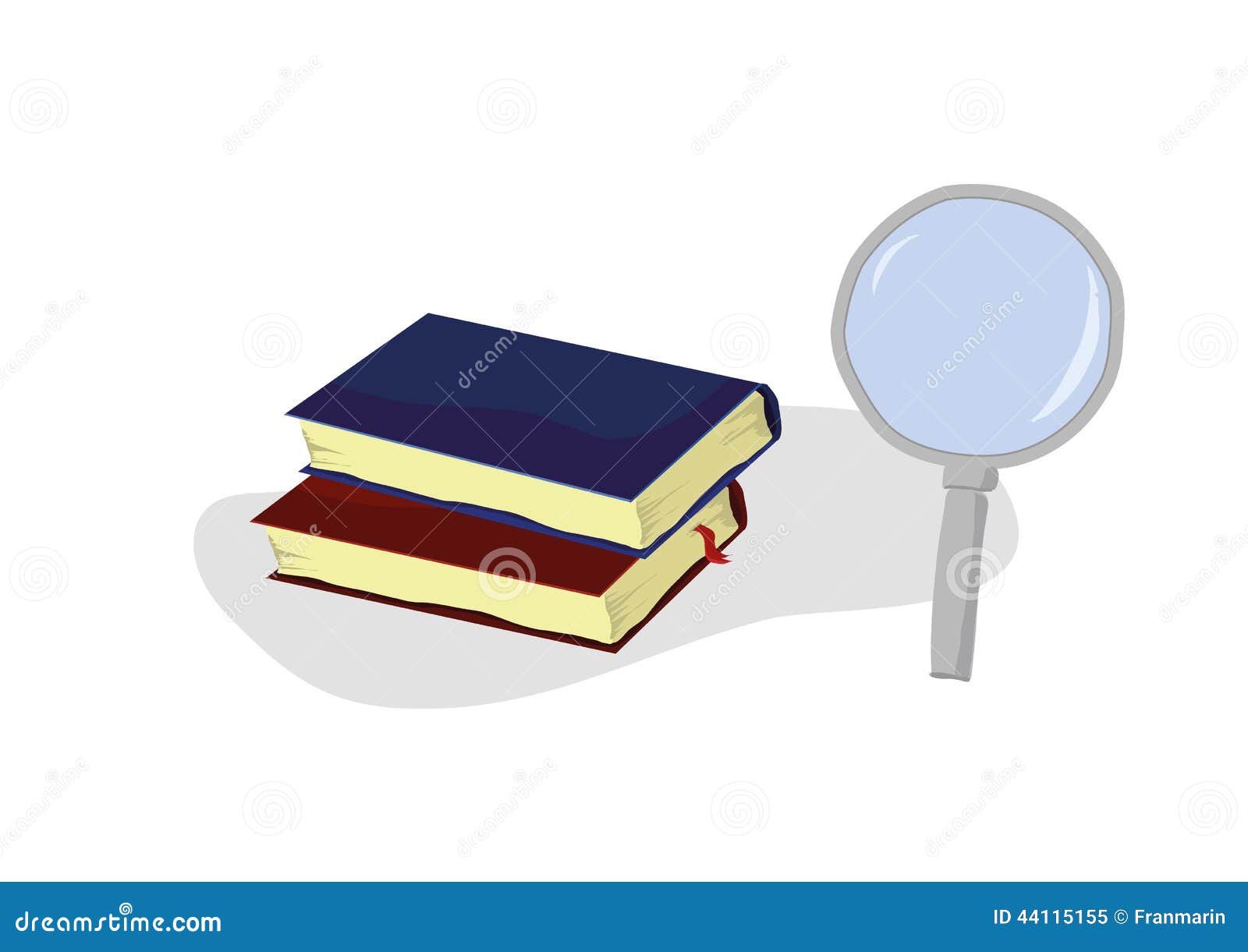 Books and magnifying glass stock illustration. Illustration of learning ...