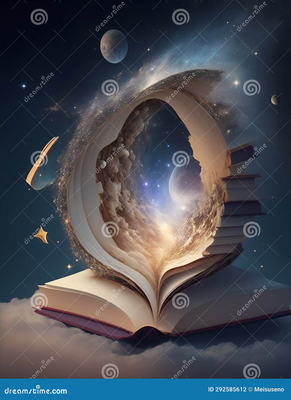 Books that Make Up the Universe and Space Illustrations Stock ...