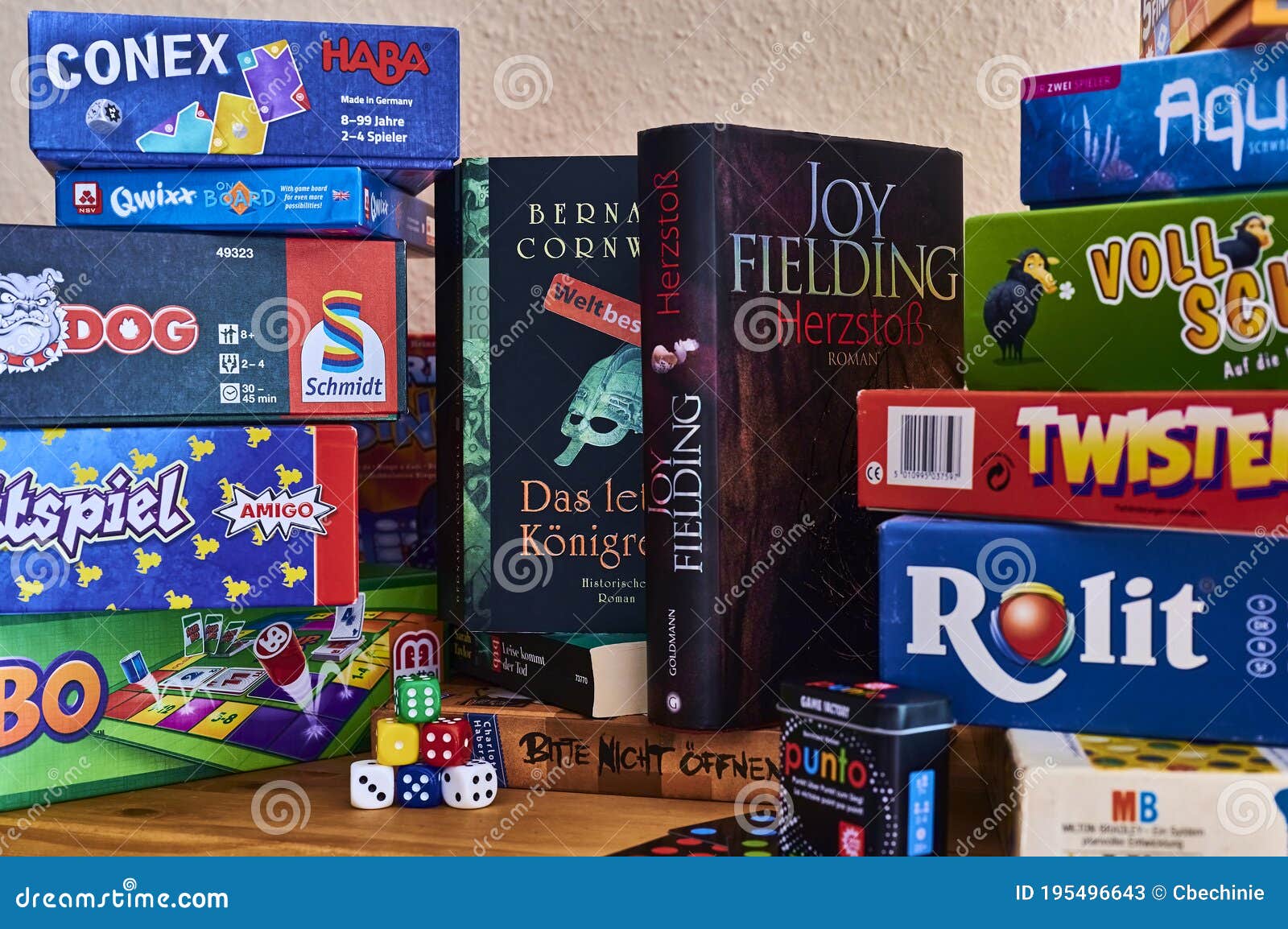 Books and Many Different Packs of Board Games Editorial Stock Photo ...
