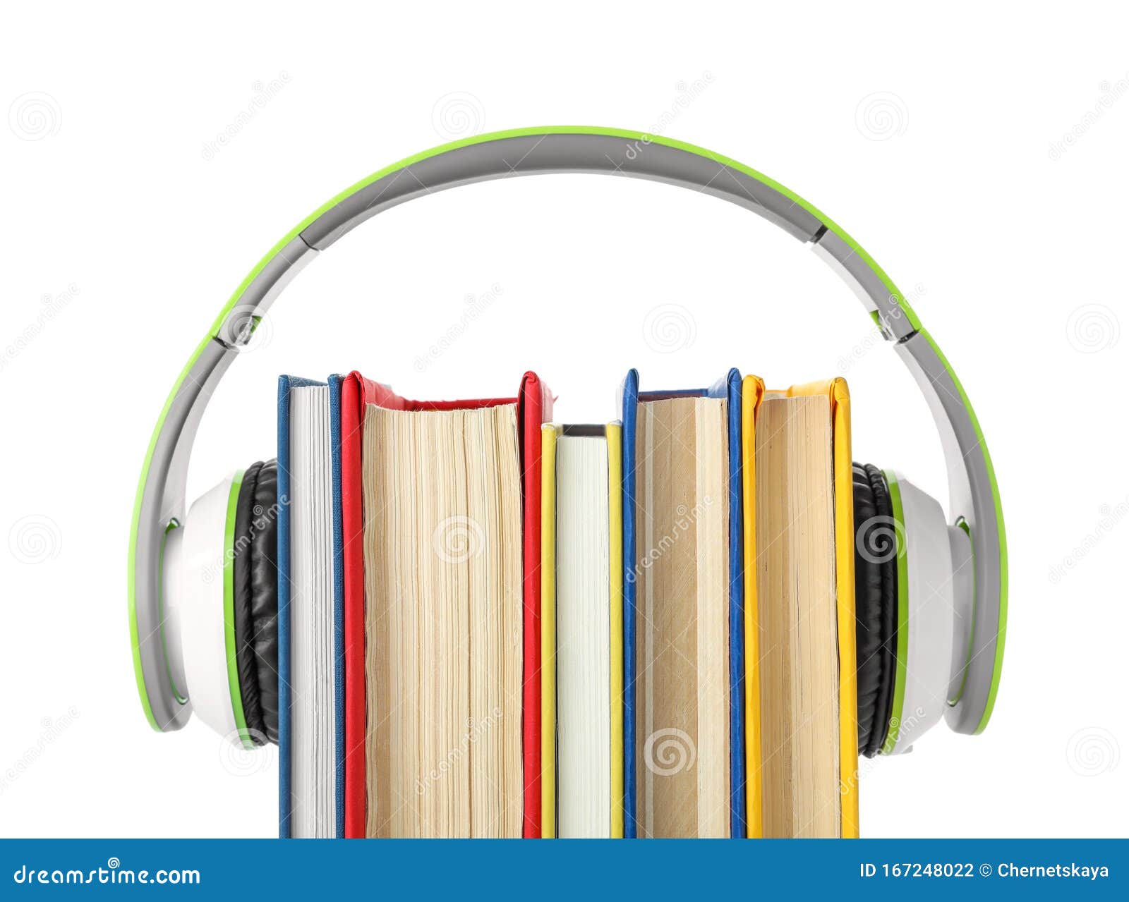 Books with Modern Headphones Isolated Stock Photo - Image of object ...