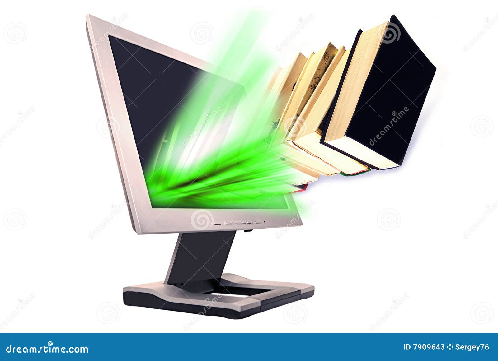 Books and monitor stock image. Image of technology, desktop - 7909643