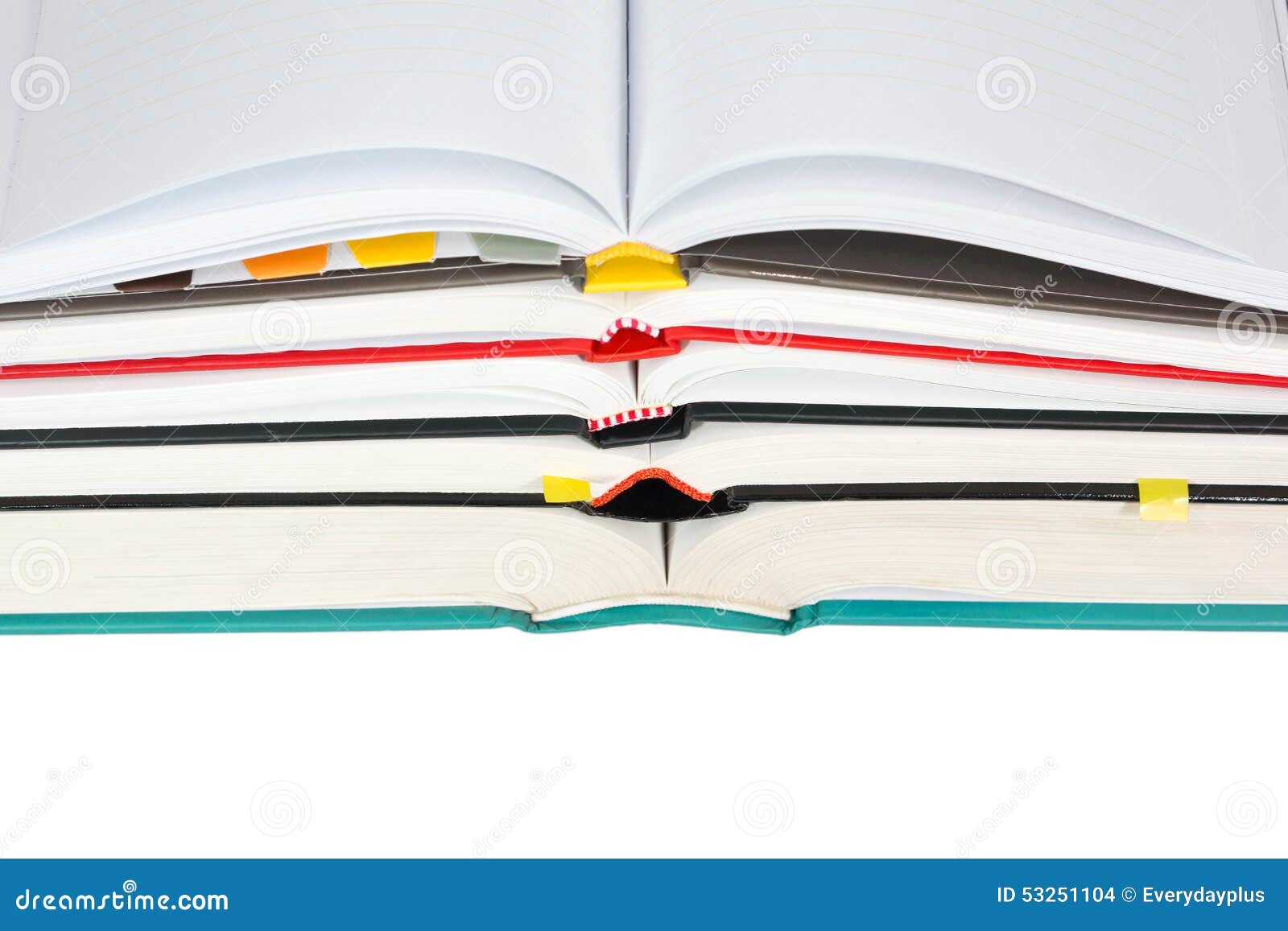 Books with Notebook on Top Isolated on White Stock Photo - Image of ...