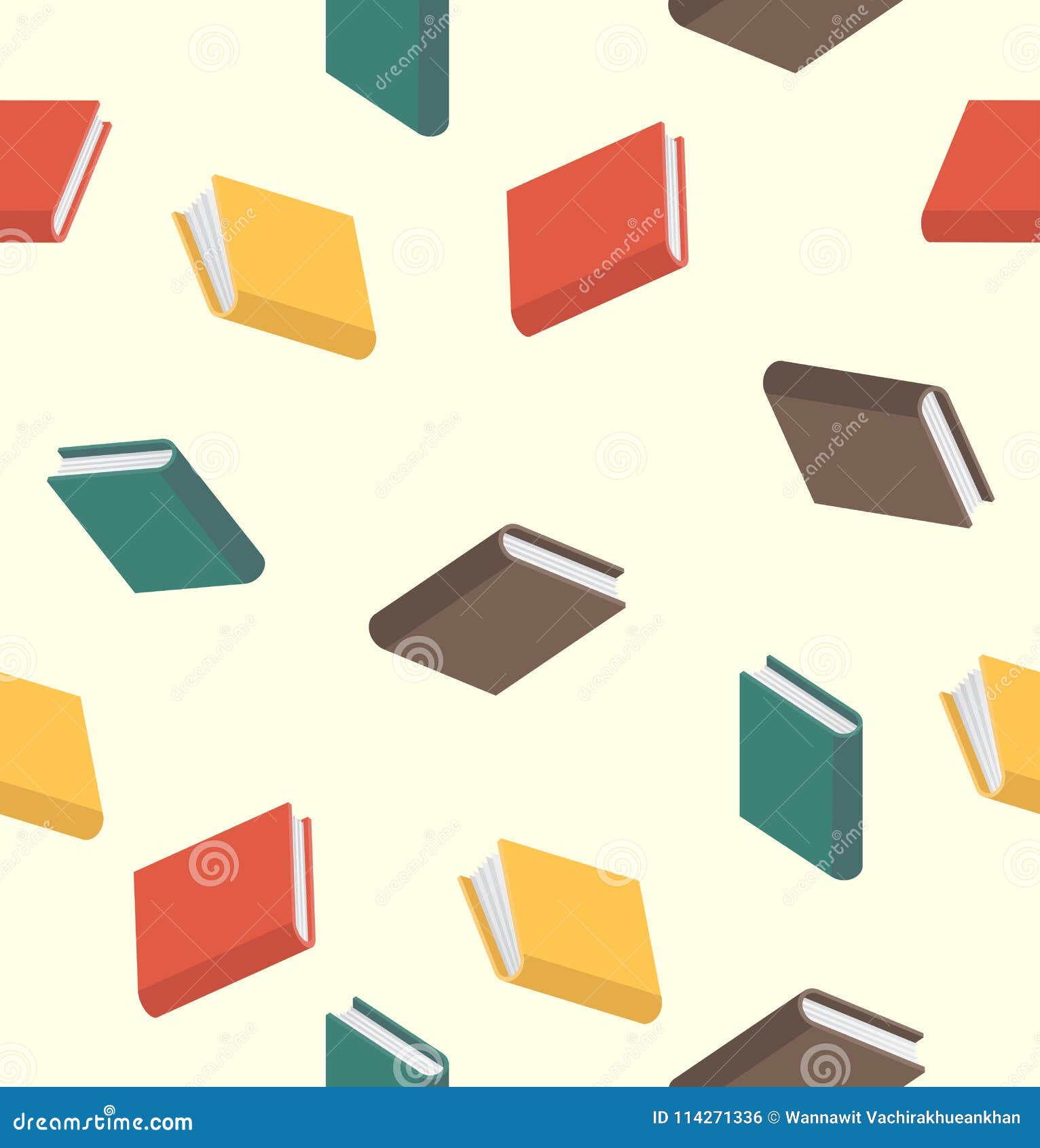 Books Pattern Seamless Colored in Flat Style Stock Vector ...