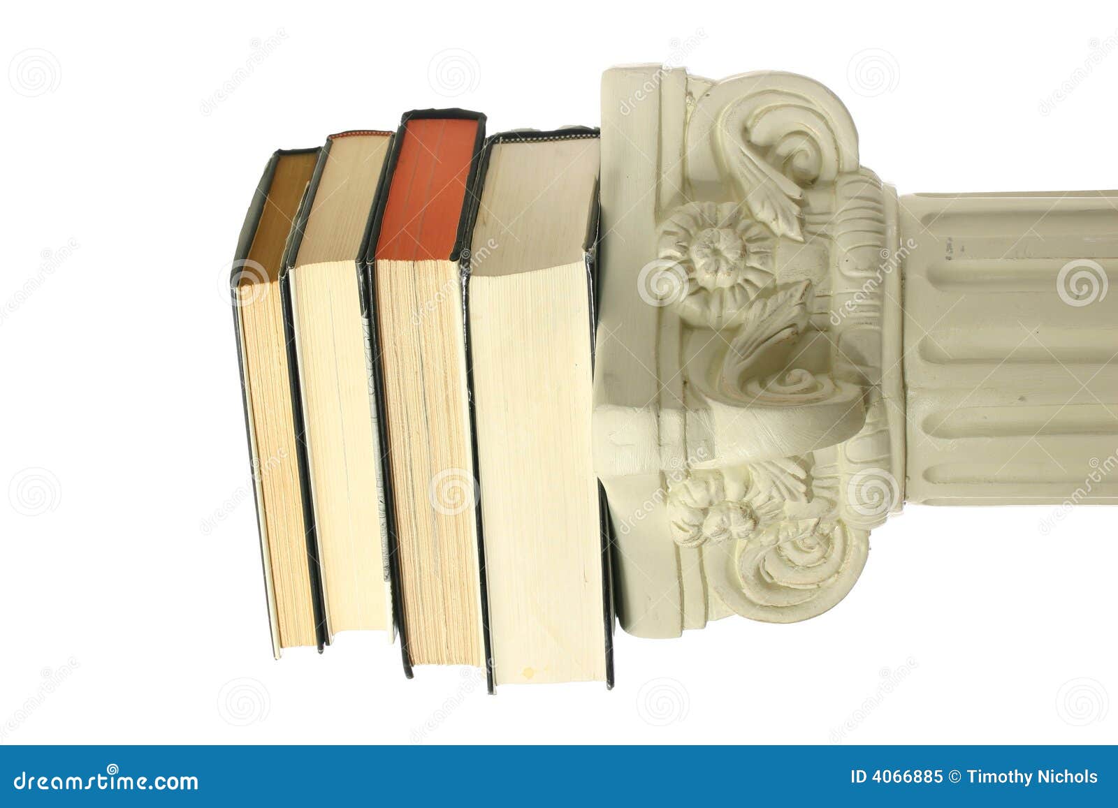 Books on pedestal stock image. Image of textbook, white - 4066885