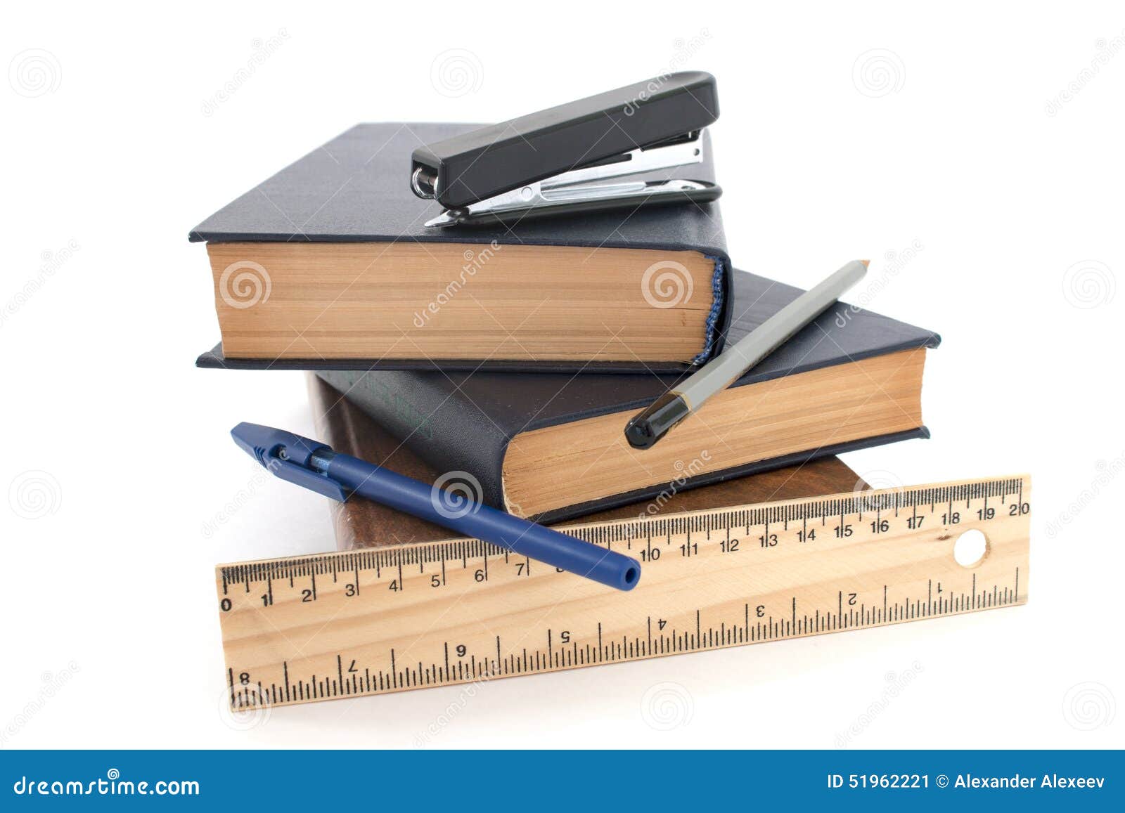 Books and Pen Isolated White Stock Image - Image of blank, school: 51962221