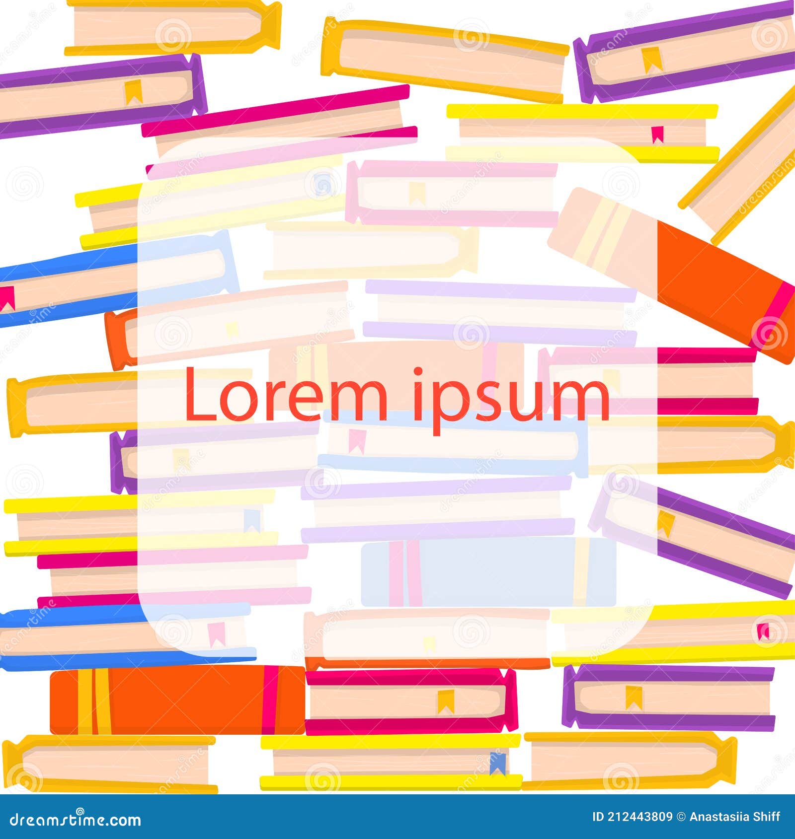 Books Pile with Rectangle Text Form. Vector Illustration Stock Vector ...