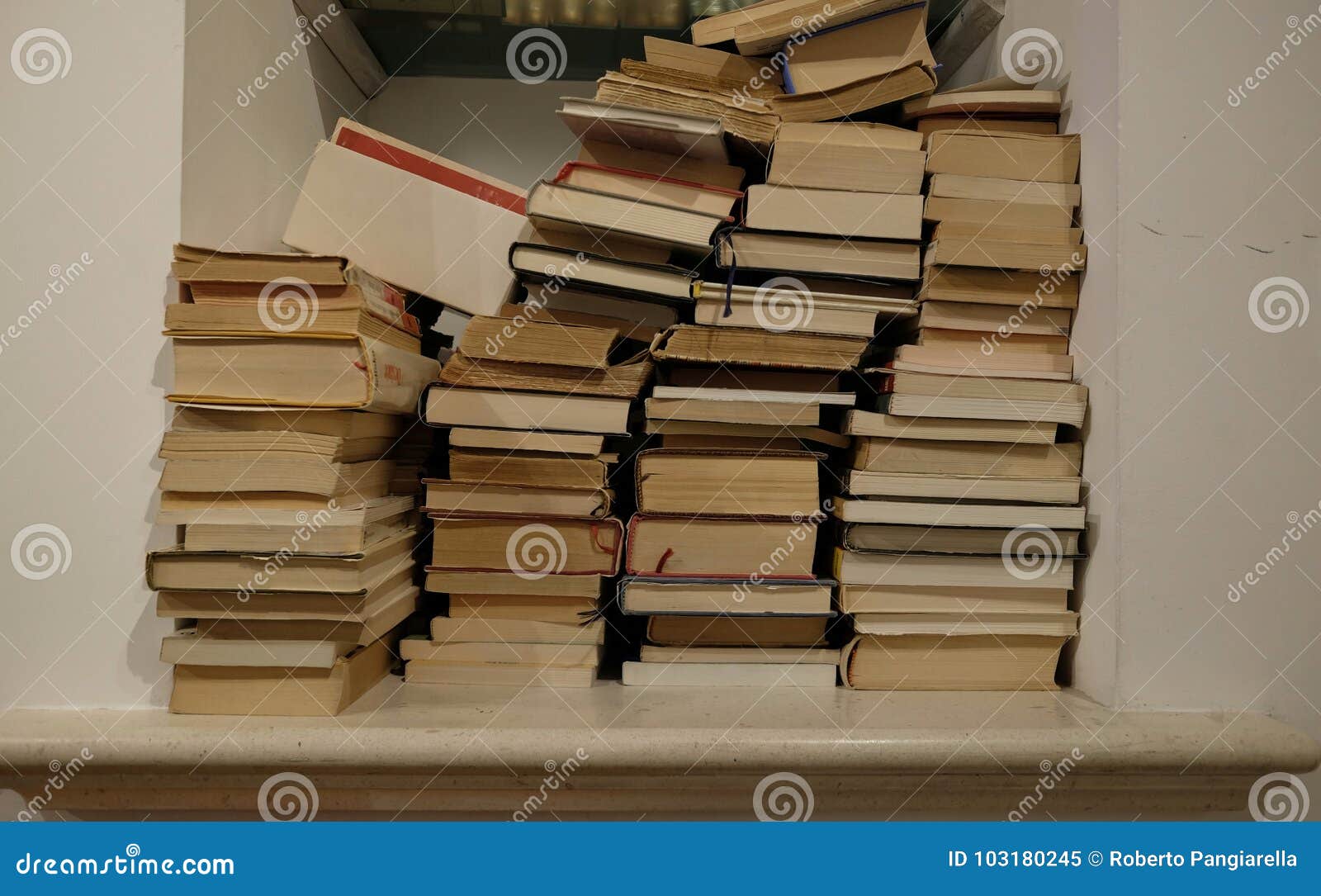 Books piled stock image. Image of study, book, bookshelf - 103180245