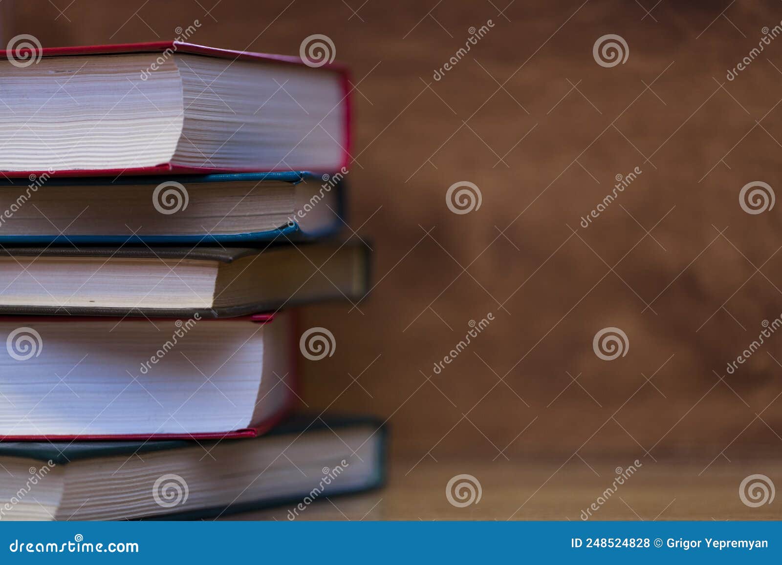 Books Piled Up on the Library Table. Stock Photo - Image of group ...