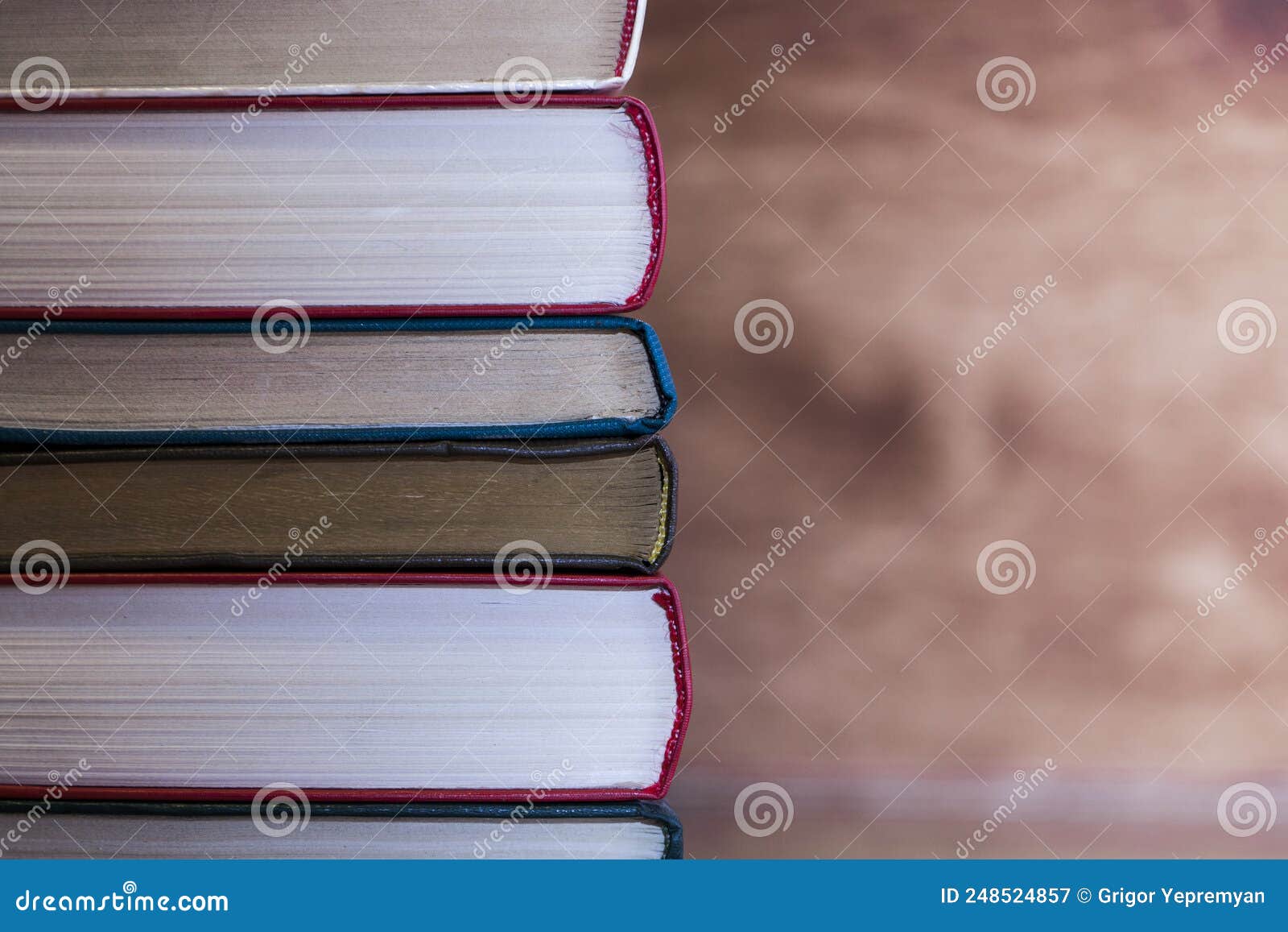 Books Piled Up on the Library Table. Stock Image - Image of education ...