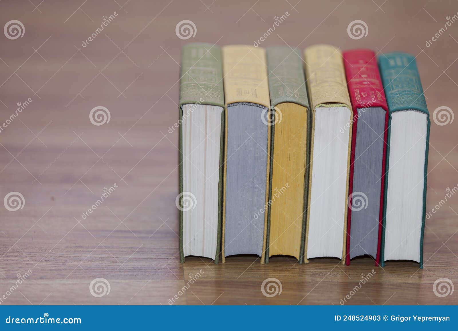 Books Piled Up on the Library Table. Stock Image - Image of isolated ...