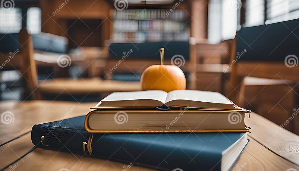Books and Pumpkin in a Library Stock Illustration - Illustration of ...